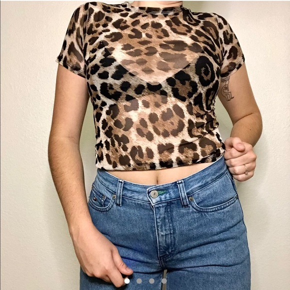 Tops | Cheetah Print Sheer Crop Top | Poshmark
